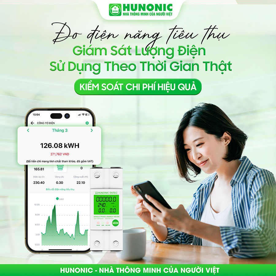Công Tơ Điện Tử Thông Minh HUNONIC ENTEC - Bản Thường - LEO SMART HOME